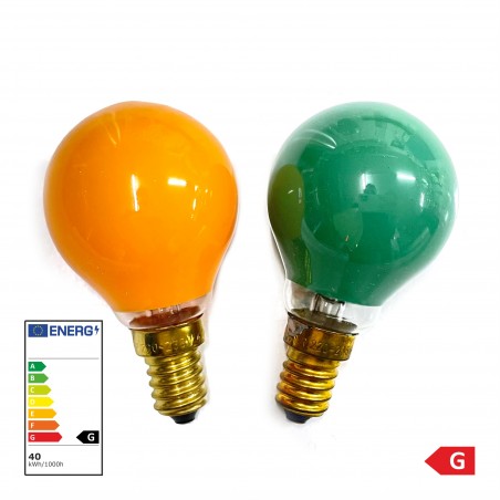 Color Bulb Orange or Green *Limited Quantity* 40W Drop E14